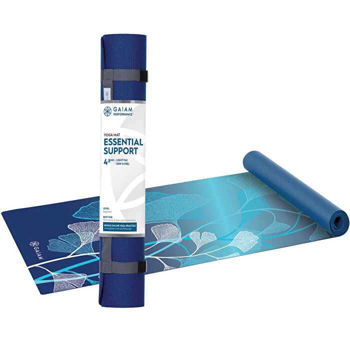 Gaiam Yoga Mat Essential Support 4.5mm Blue Flower 61cm x 173cm – Fresh ...