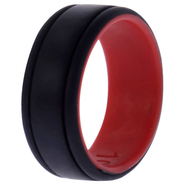 ROQ Silicone Wedding 2Layer Lines Ring - Red-Black by ROQ for Men - 10 ...