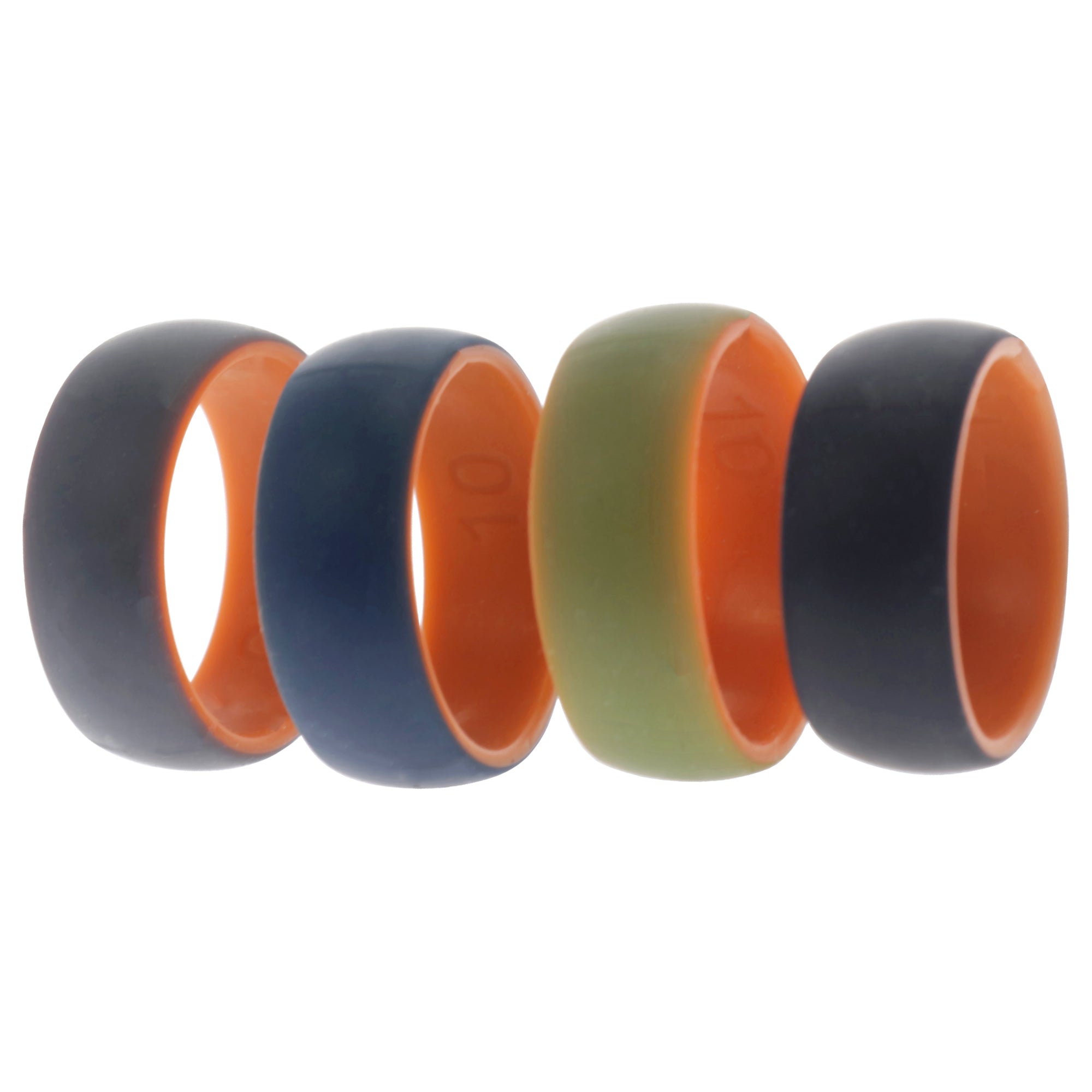 ROQ Silicone Wedding 2Layer Dome Ring Set - Orange by ROQ for Men - 4 x ...