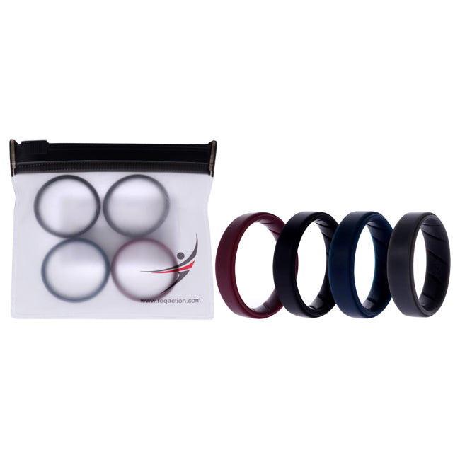 ROQ Silicone Wedding BR Step Ring Set - Basic-Bordo by ROQ for Men - 4 ...