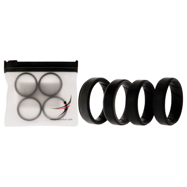ROQ Silicone Wedding BR Step Ring Set - Black by ROQ for Men - 4 x 14 ...
