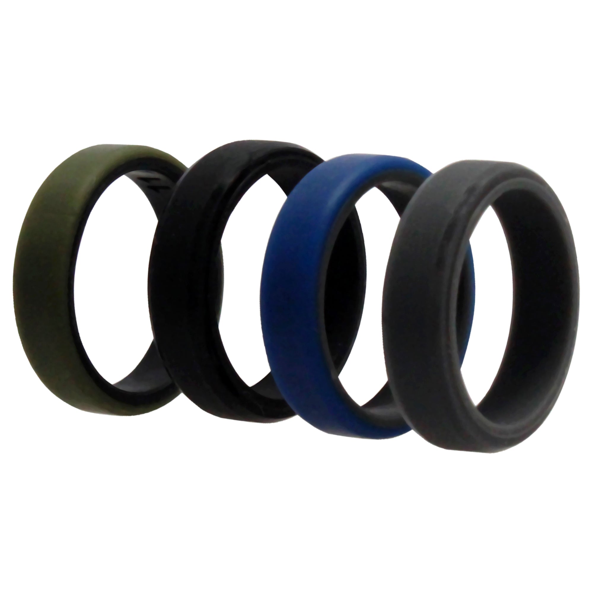 ROQ Silicone Wedding 6mm Brush 2Layer Ring Set - Green by ROQ for Men ...