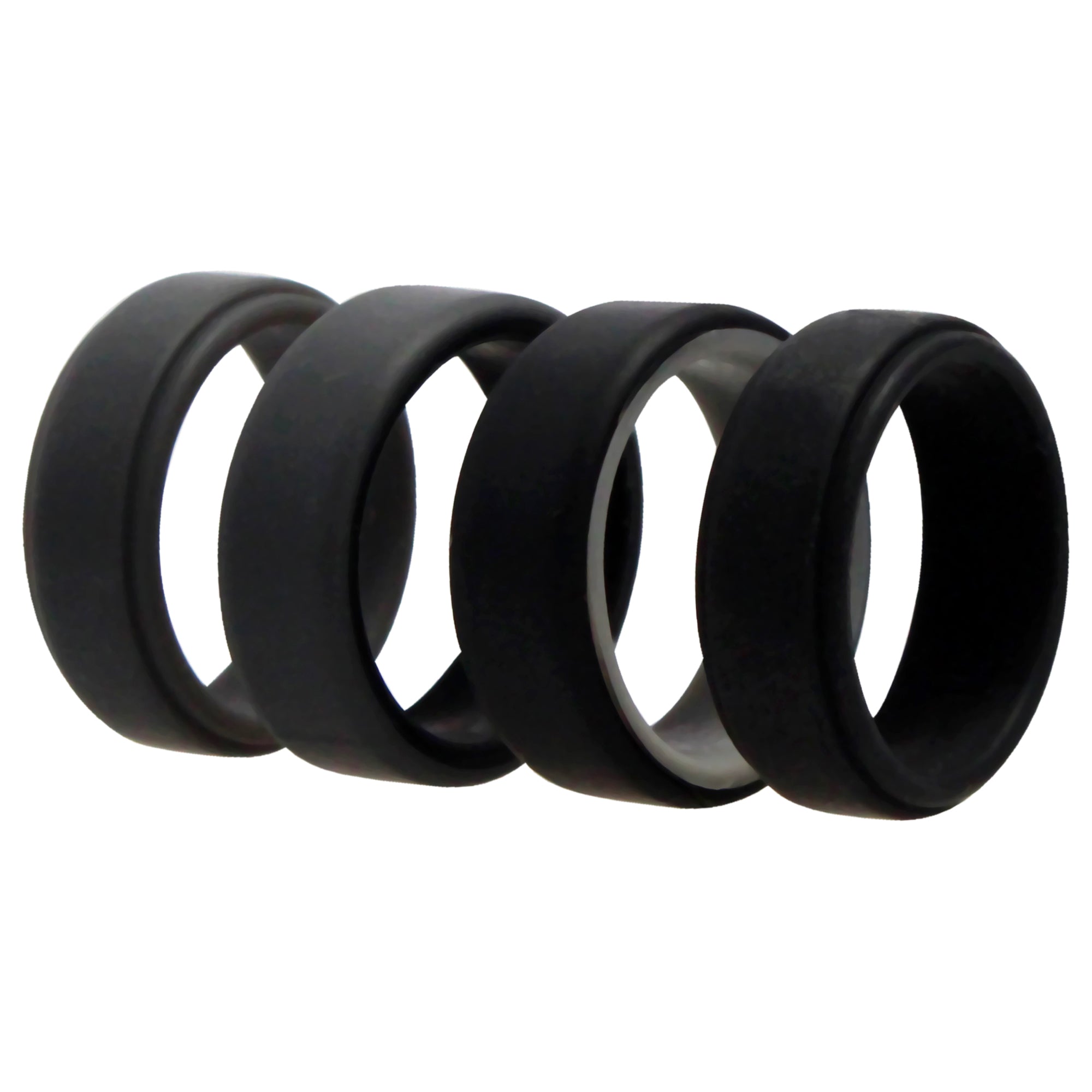 ROQ Silicone Wedding 2Layer Beveled 8mm Ring Set - Grey by ROQ for Men ...