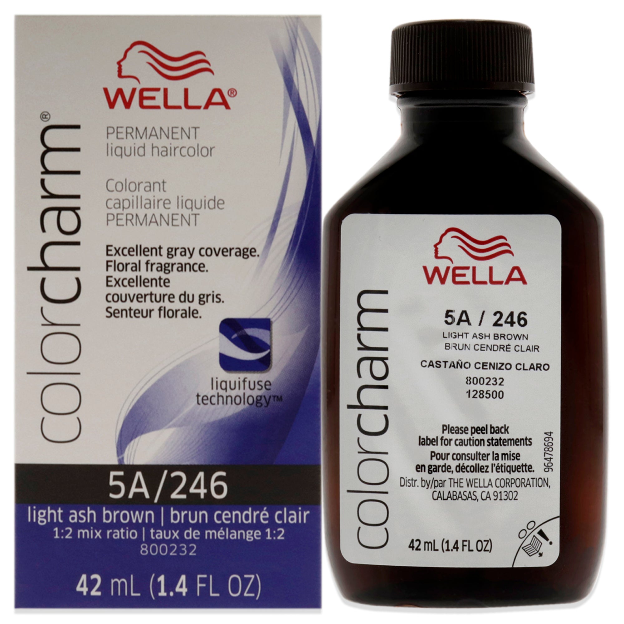 Wella Color Charm Permanent Liquid Hair Color - 246 5A Light Ash Brown ...