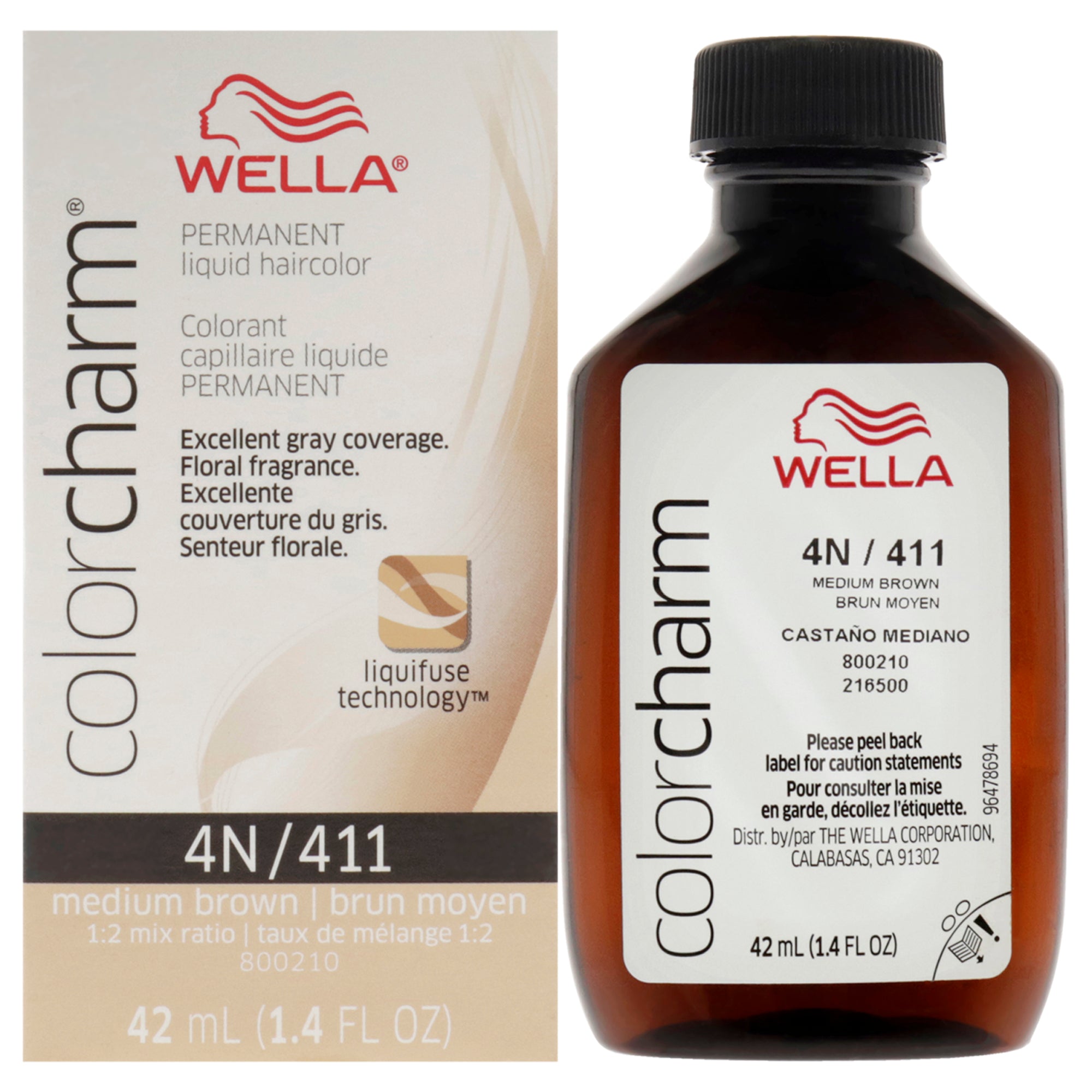 Wella Color Charm Permanent Liquid Hair Color - 411 4N Medium Brown by ...