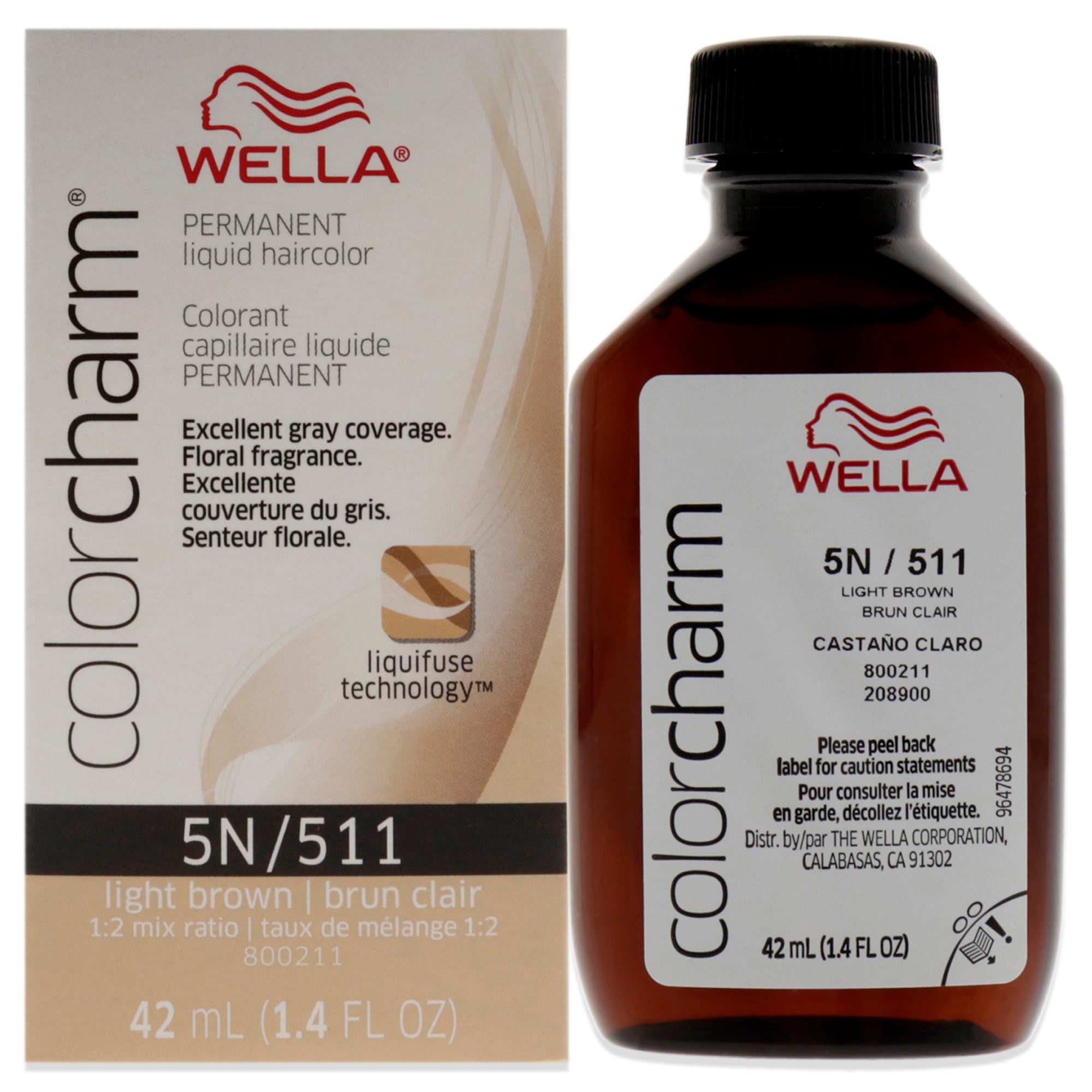 Wella Color Charm Permanent Liquid Hair Color - 511 5N Light Brown by ...
