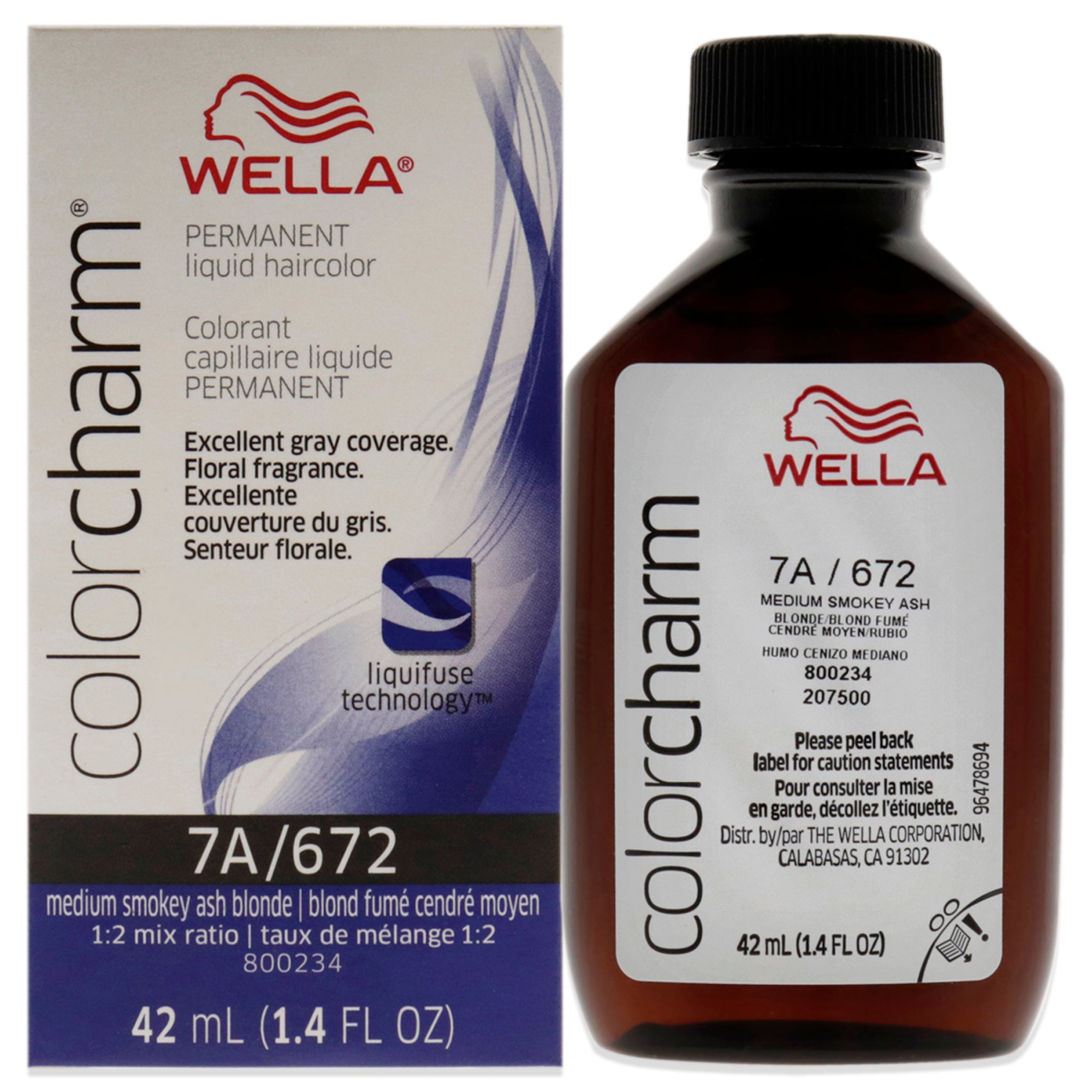 Wella Color Charm Permanent Liquid Hair Color - 672 7A Med Smoky Ash ...