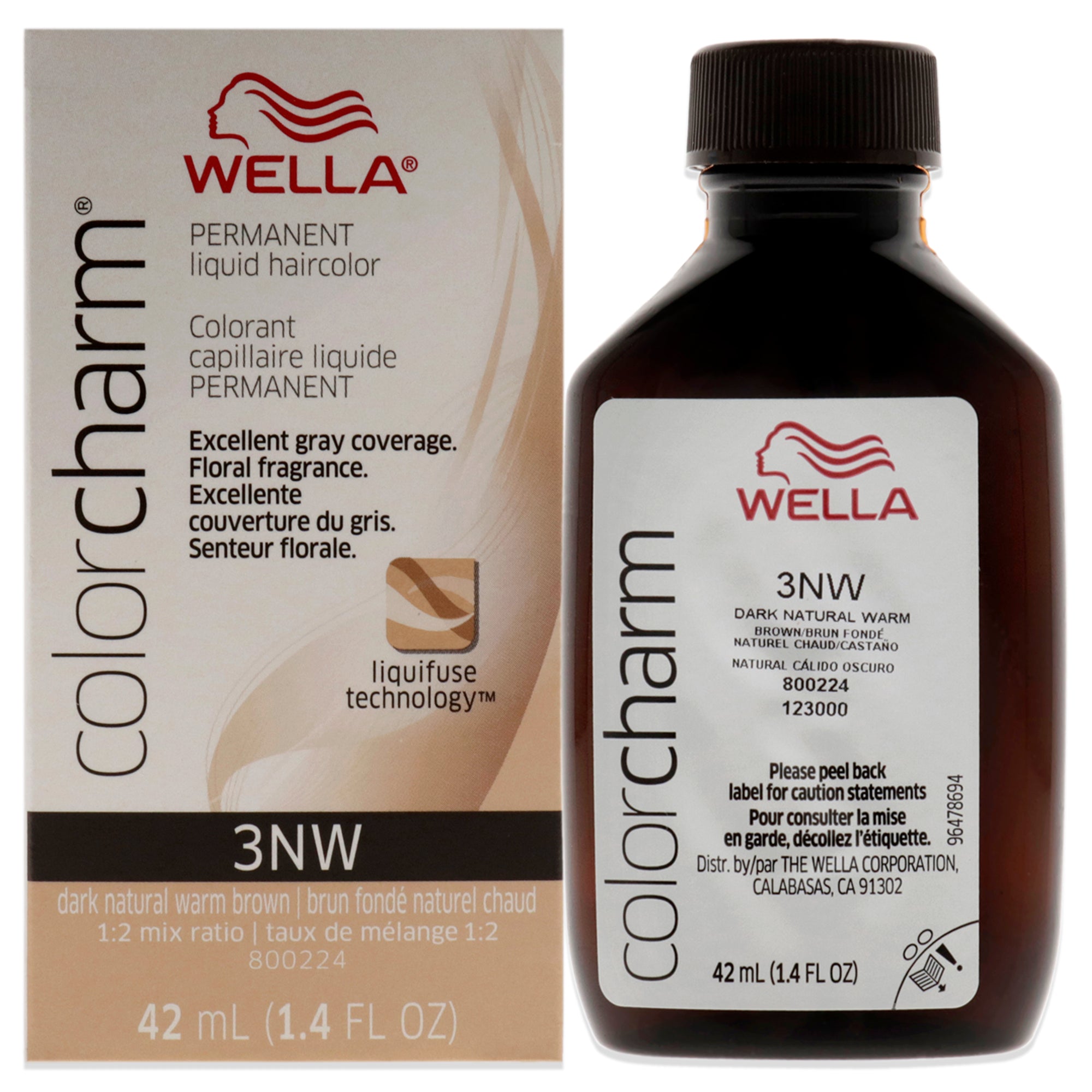 Wella Color Charm Permanent Liquid Hair Color - 3NW Dark Natural Warm ...