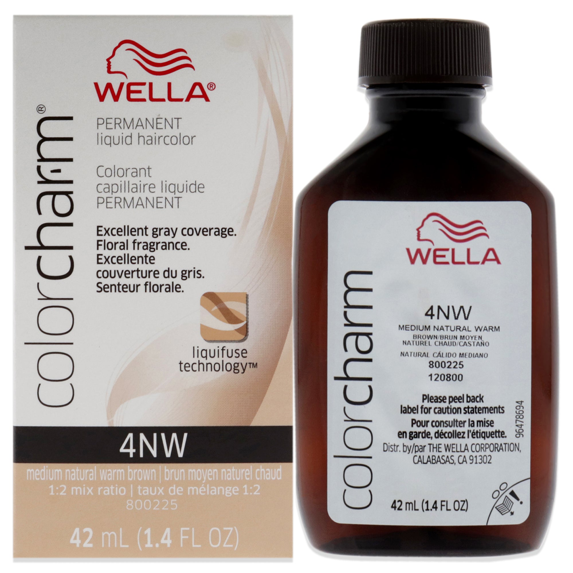 Wella Color Charm Permanent Liquid Hair Color - 4NW Medium Natural Warm ...
