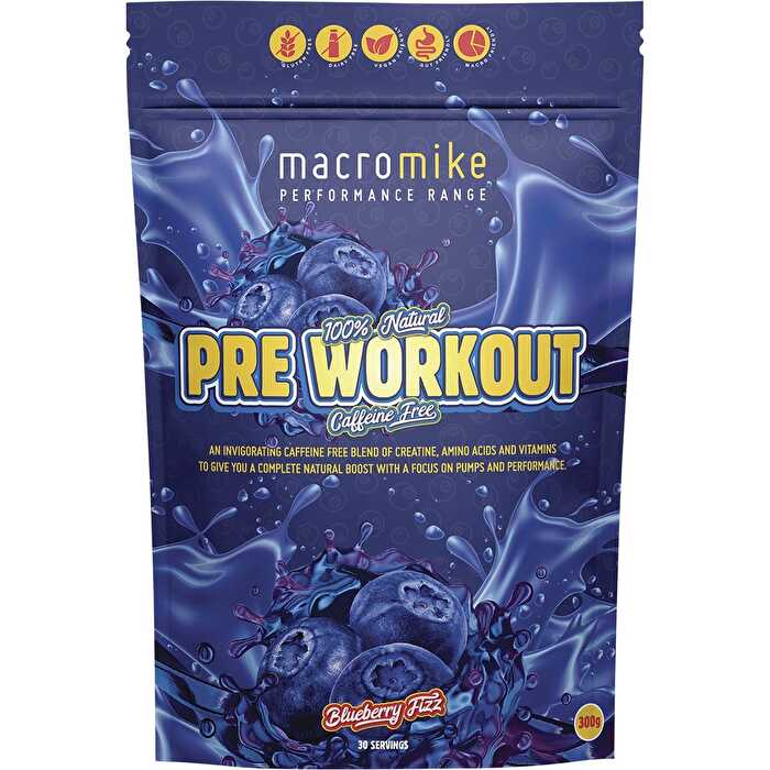 Macro Mike Pre Workout Blueberry Fizz 300g – Fresh Beauty Co.