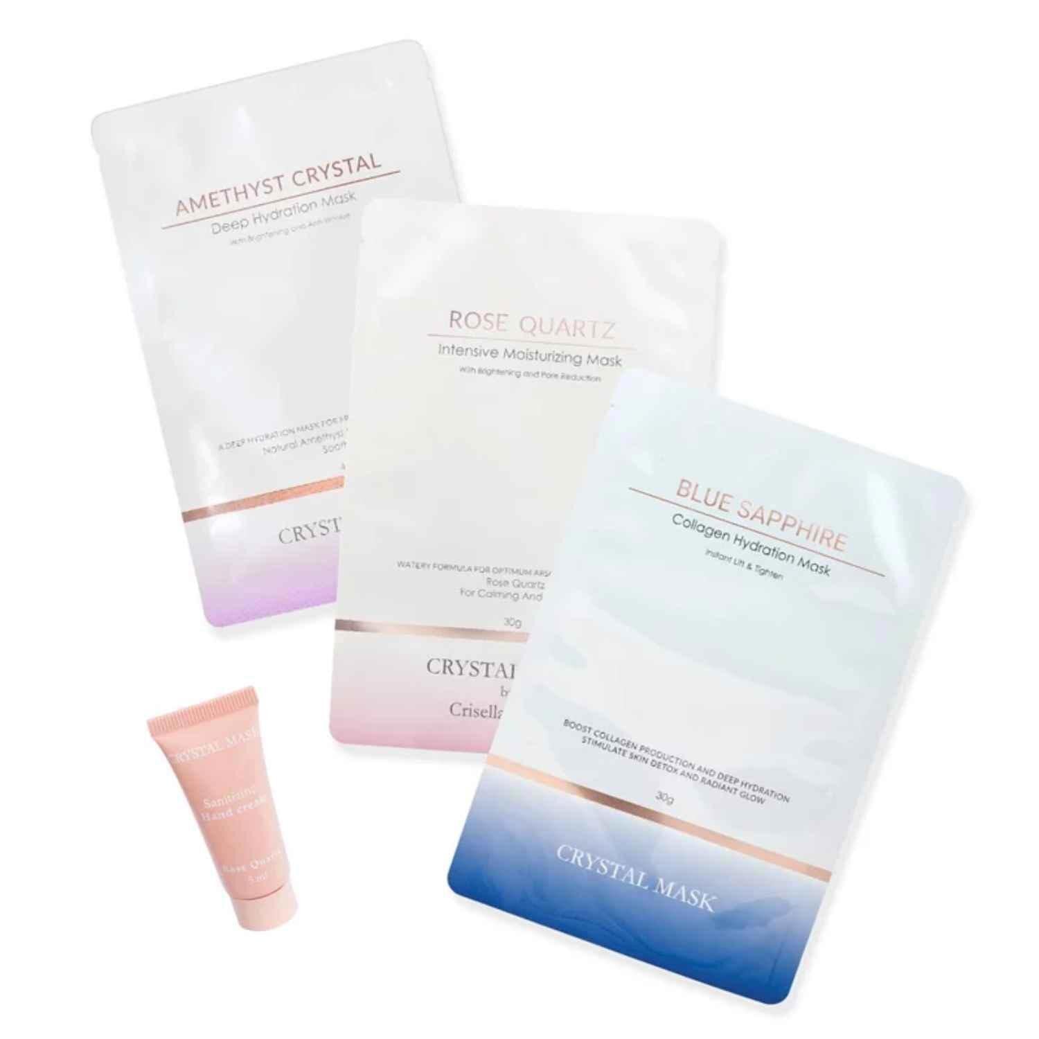 Crystal Mask (3 Pcs Trial Set) Blue Sapphire Mask + Rose Quartz Mask ...