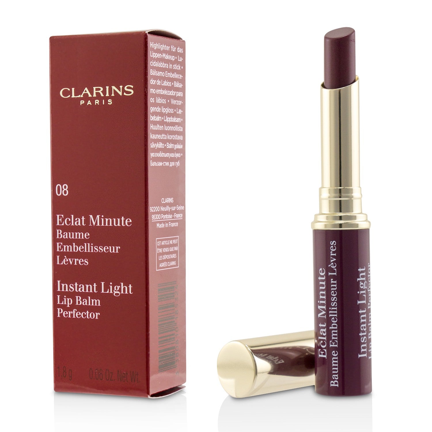 Clarins Eclat Minute Instant Light Lip Balm Perfector - # 08 Plum 1.8g ...