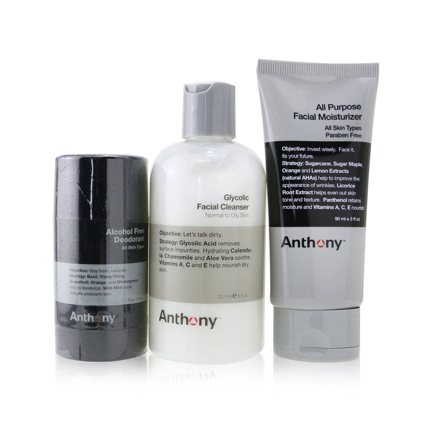 Anthony Basic Kit With Alcohol Free Deodorant: Cleanser 237ml ...