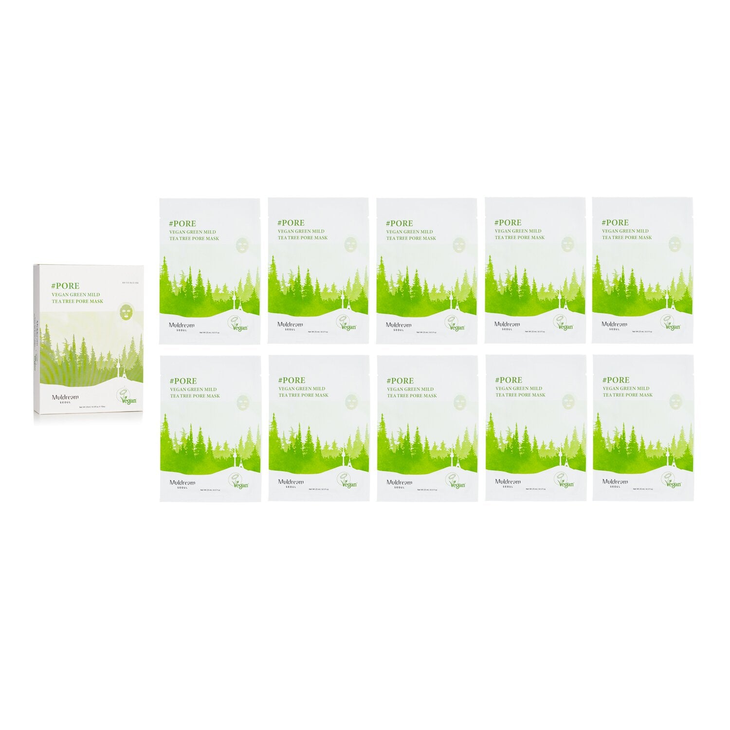 Muldream Vegan Green Mild Tee Tree Pore Mask 10pcs – Fresh Beauty Co.