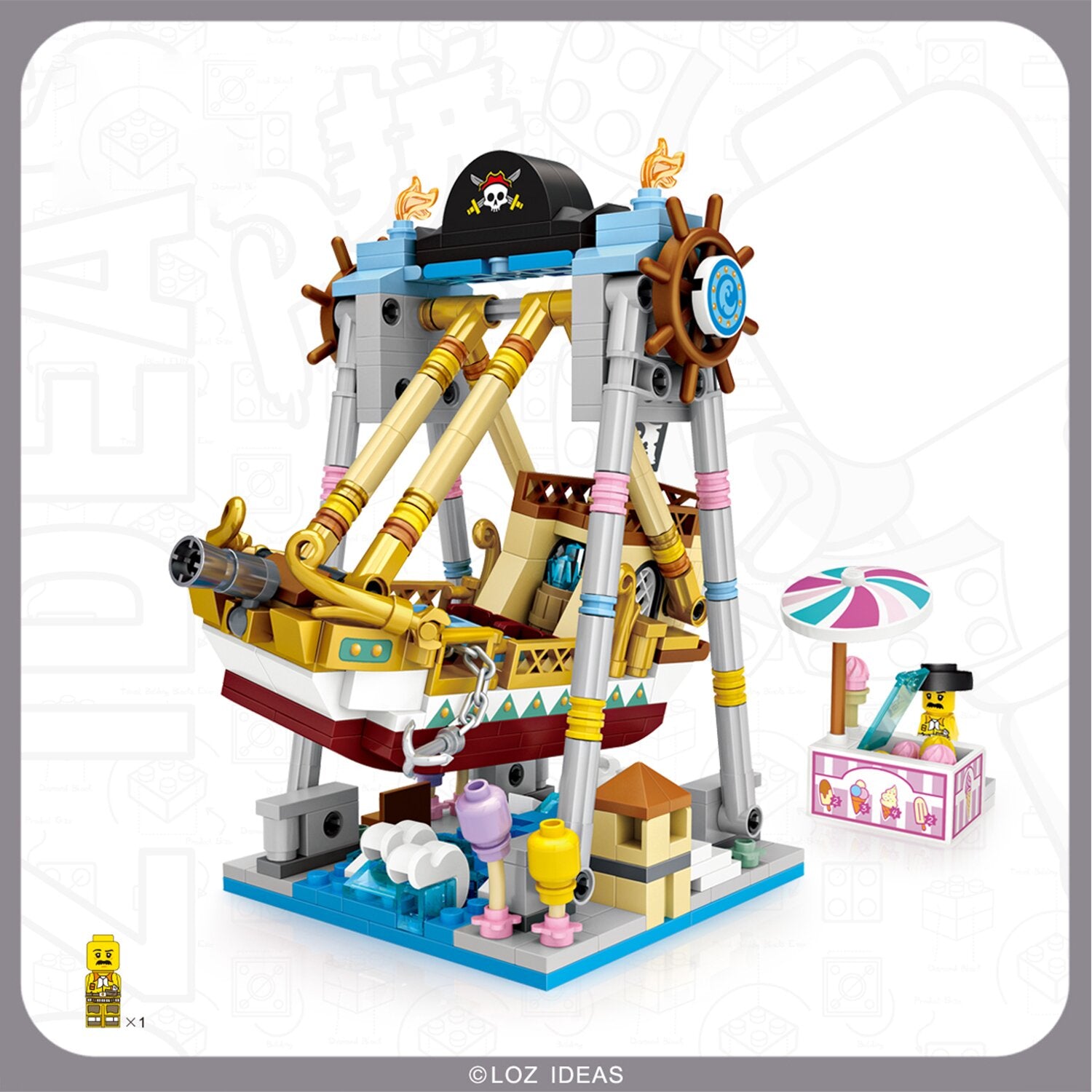 Loz LOZ Dream Amusement Park Series - Pirate Ship 13.5 x 18 x 8 c ...