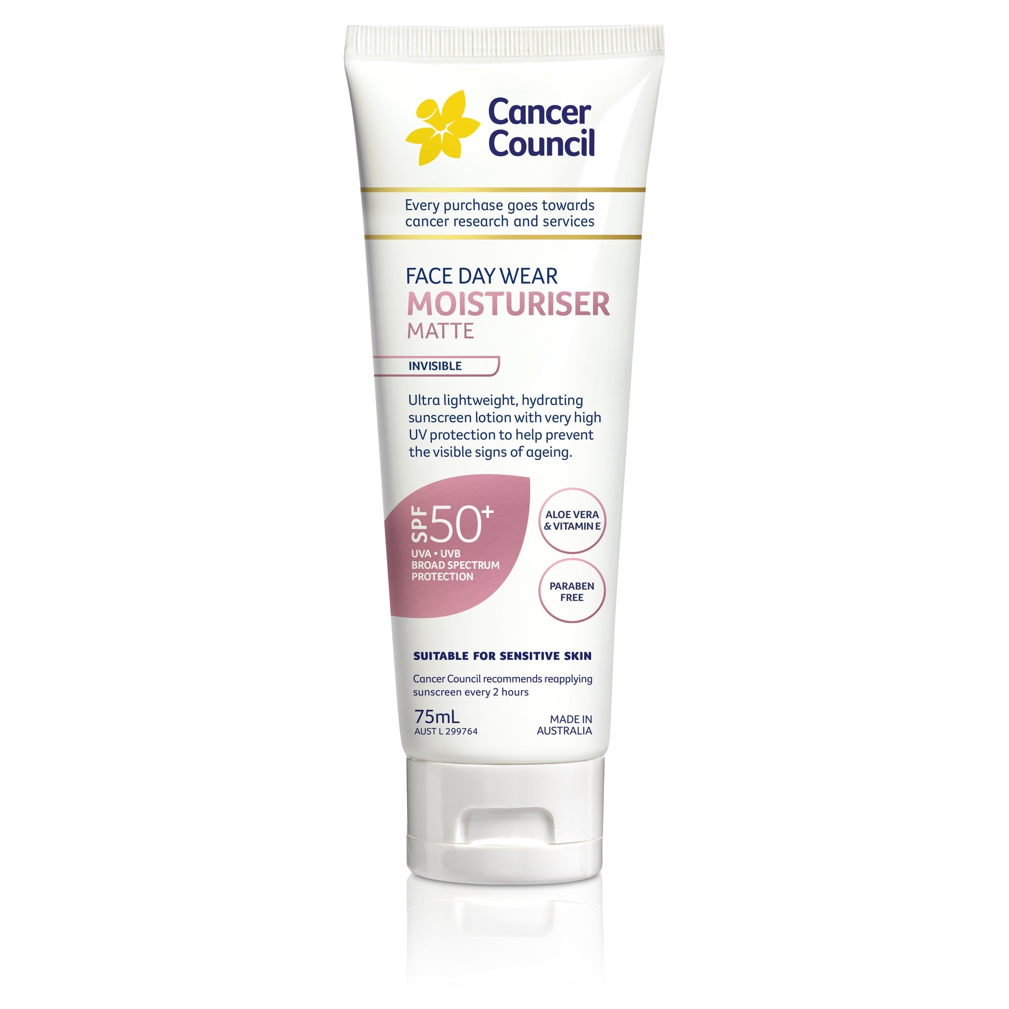 Cancer Council Face Day Wear Moisturiser Invisible SPF50+ 75ml – Fresh ...
