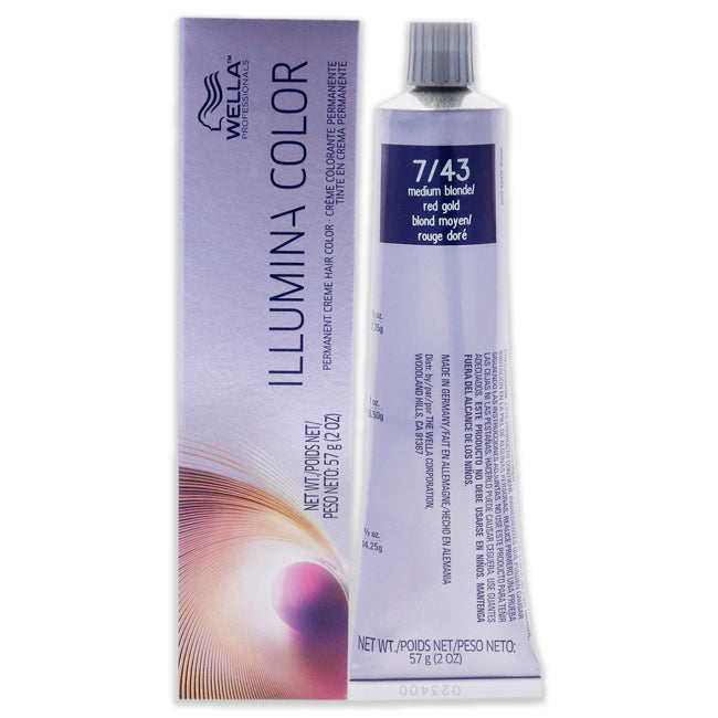 Wella Illumina Color Permanent Creme Hair Color - 7 43 Medium Blonde ...
