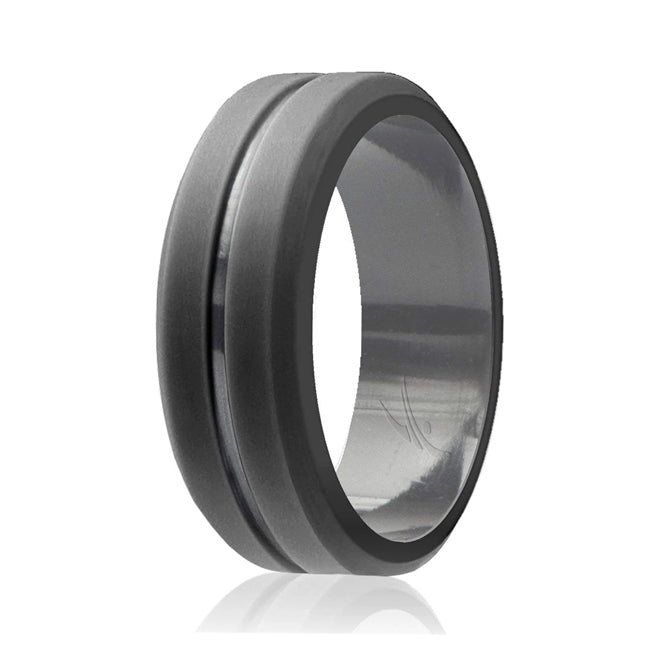ROQ Silicone Ring - Engraved Middle Line - Grey by ROQ for Men - 10 mm ...
