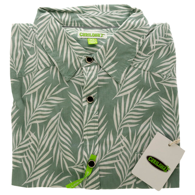 Cariloha Bamboo Woven Button-Up Shirt - Ocean Green Foliage Print by ...
