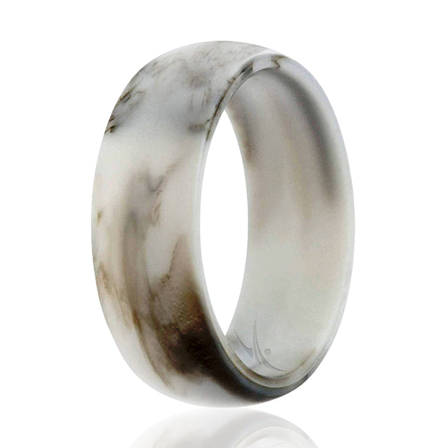 ROQ Silicone Wedding Ring - Marble White-Black by ROQ for Men - 14 mm ...