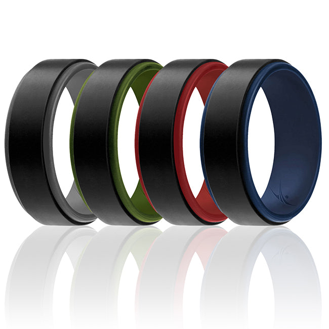 ROQ Silicone Wedding 2Layer Step Ring Set - Black by ROQ for Men - 4 x ...