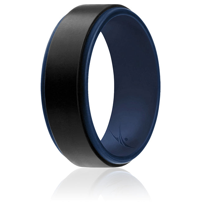ROQ Silicone Wedding 2Layer Step Ring - Blue-Black by ROQ for Men - 16 ...