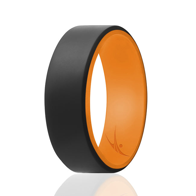 ROQ Silicone Wedding 2Layer Beveled 8mm Ring - Orange-Black by ROQ for ...