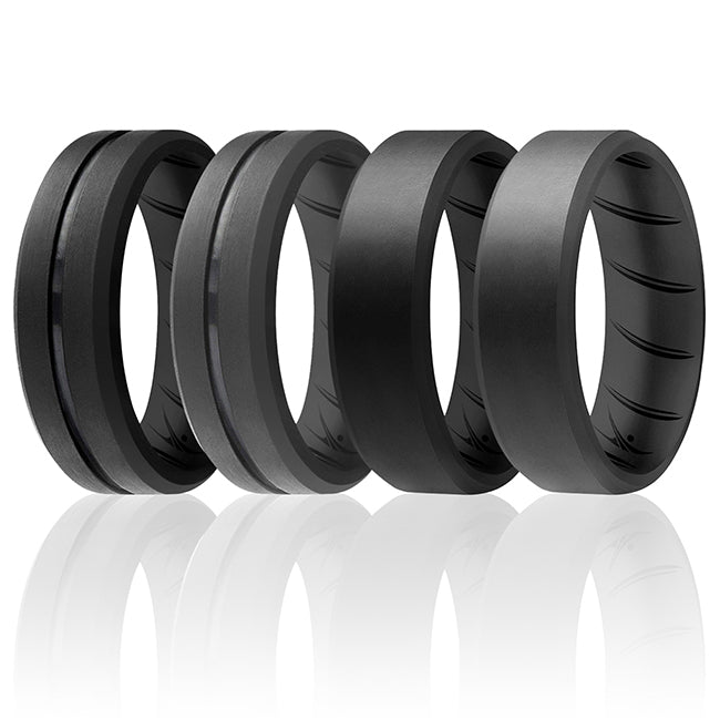 ROQ Silicone Wedding BR Middle Line Ring Set - Basic-Black-Grey by ROQ ...