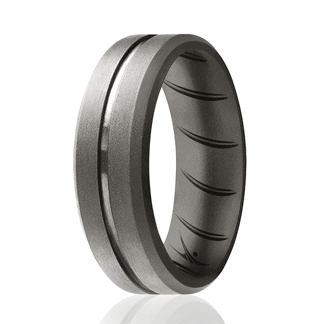 ROQ Silicone Wedding BR Middle Line Ring - Basic-Silver by ROQ for Men ...
