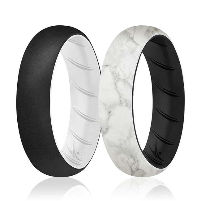 ROQ Silicone Wedding BR Solid Ring Set - Black-Marble by ROQ for Women ...