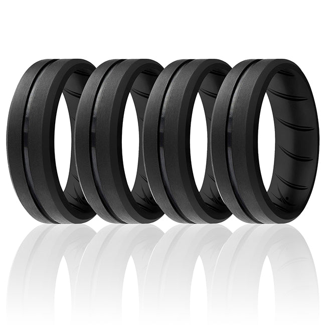 ROQ Silicone Wedding BR Middle Line Ring Set - Basic-Black by ROQ for ...