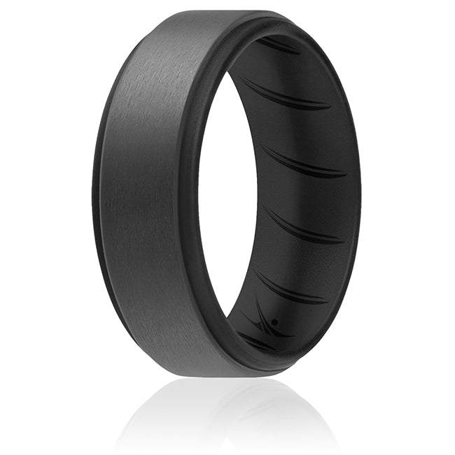 ROQ Silicone Wedding BR Step Ring - Black-Grey by ROQ for Men - 16 mm ...