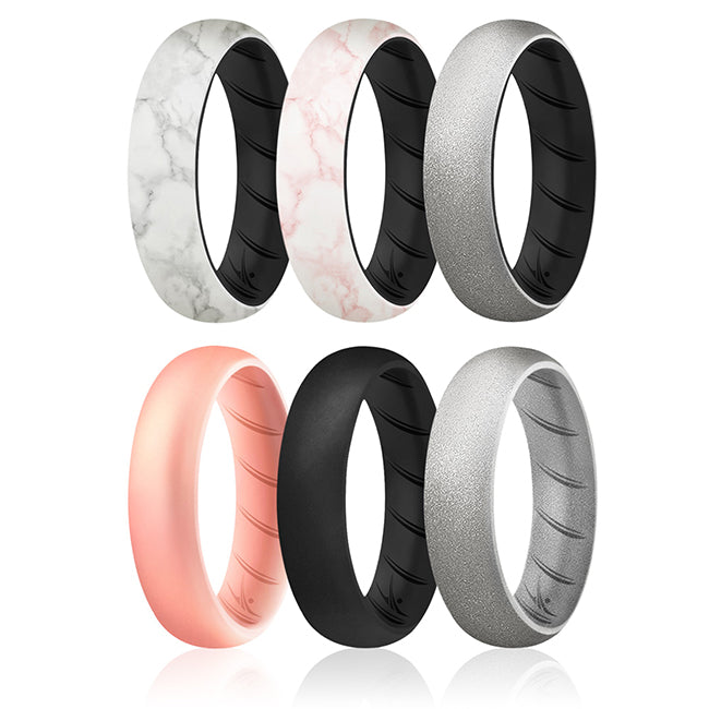 ROQ Silicone Wedding BR Solid Ring Set - Marble by ROQ for Women - 6 x ...