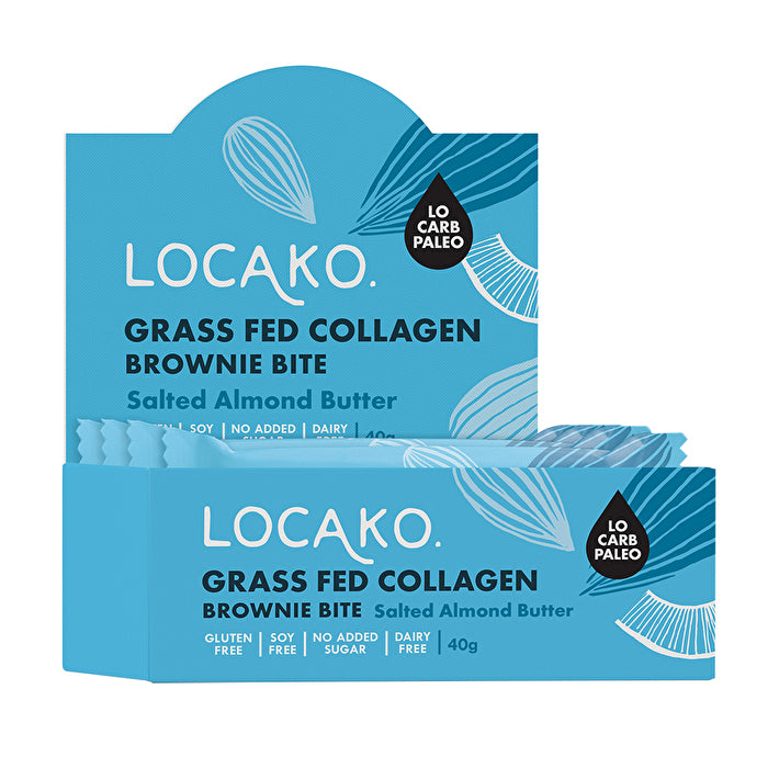 Locako Grass Fed Collagen Brownie Bite Salted Almond Butter 38g x 14 ...