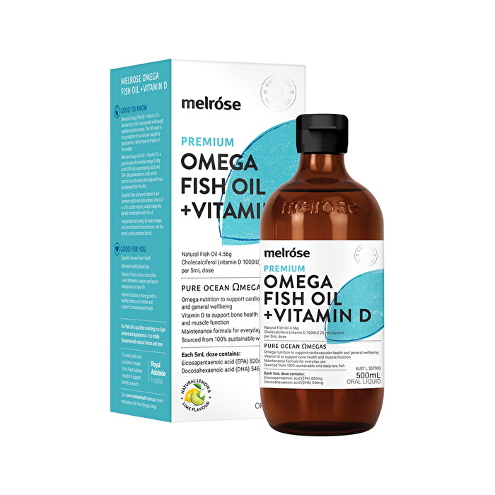 Melrose Premium Omega Fish Oil + Vitamin D 500ml – Fresh Beauty Co.