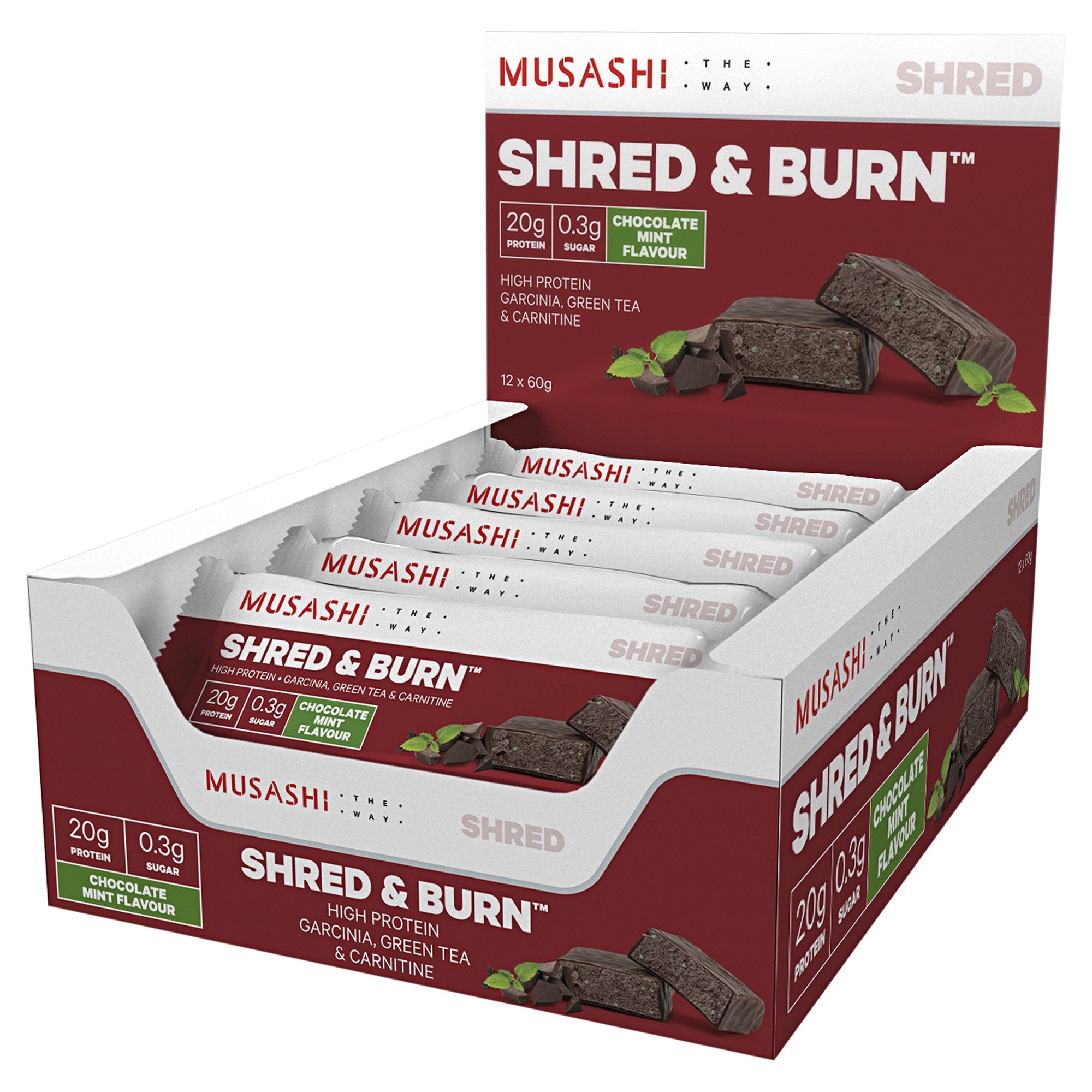 Musashi Shred & Burn Choc Mint 60g X 12 – Fresh Beauty Co.