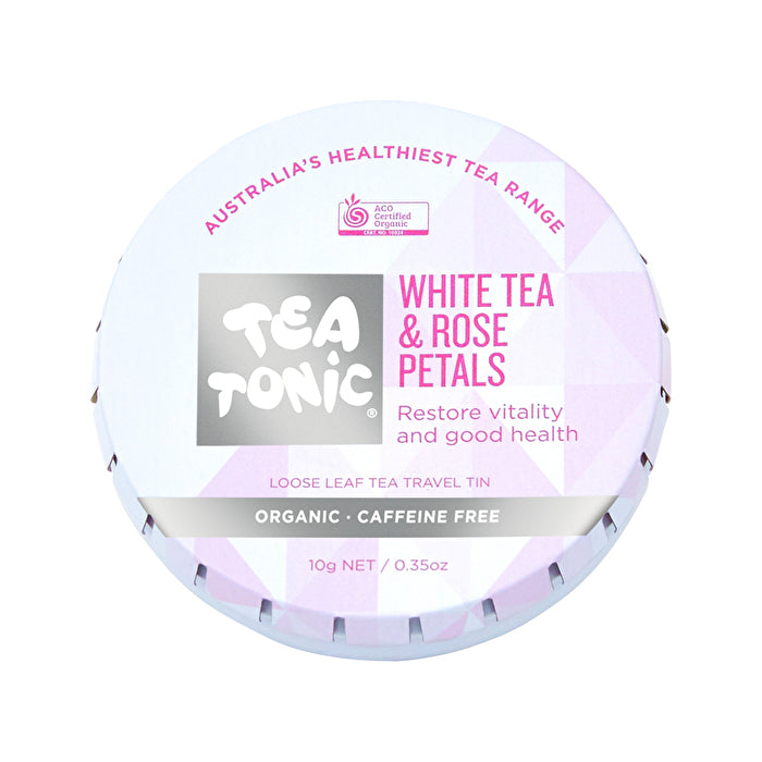 Tea Tonic Organic White Tea & Rose Petals Tea Travel Tin 10g – Fresh ...