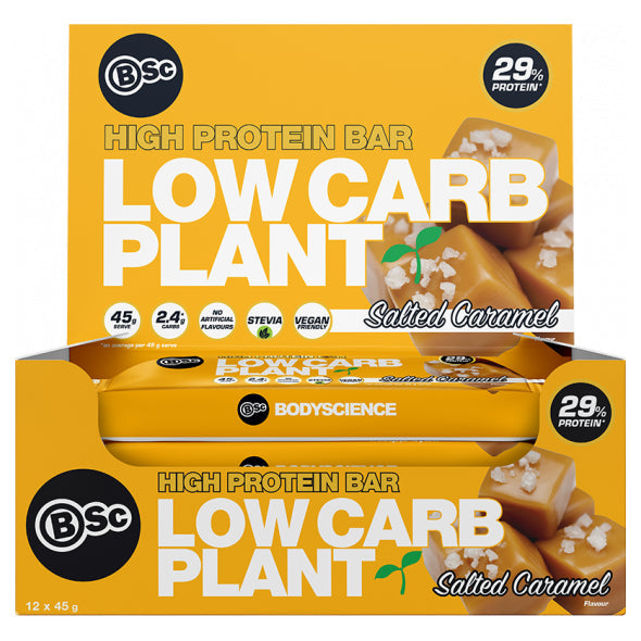Body Science High Protein Low Carb Plant Bar 12X45g - Salted Caramel ...