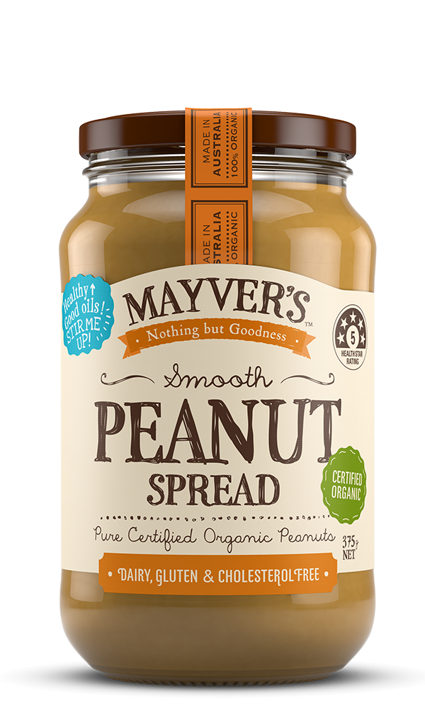 Mayvers Organic Smooth Peanut Butter G/F 375g – Fresh Beauty Co.